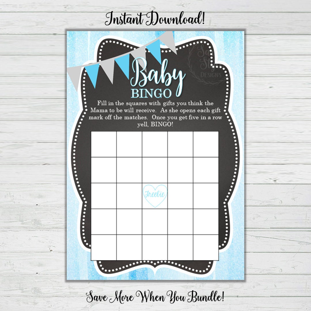 Baby Shower Bingo - Baby Shower Games - Boy Baby Shower Game - Instant ...