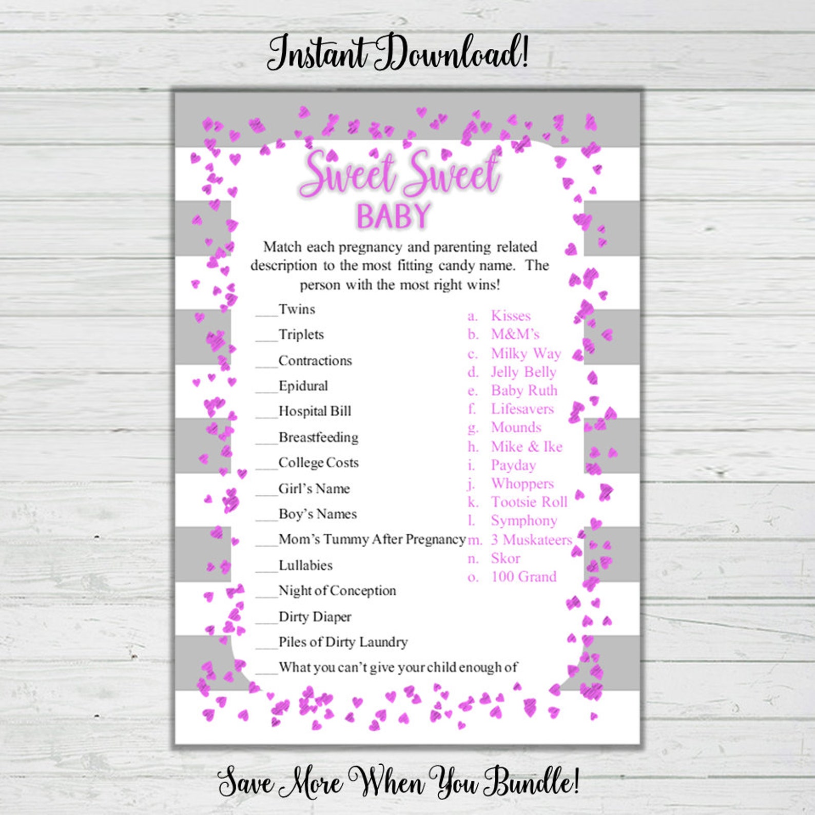 Baby Shower 9 Game Bundle Answer Keys Baby Shower Game Set | Etsy