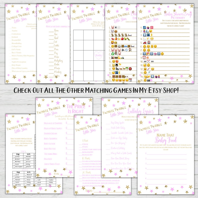 Baby Animals Matching Game - Pink and Gold Baby Shower Games - Boy Baby ...