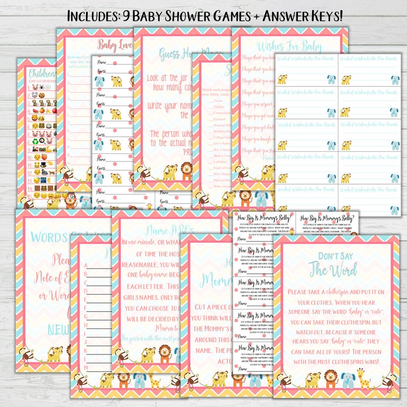 Baby Shower 17 Game Bundle Answer Keys 7 Baby Shower Signs - Etsy