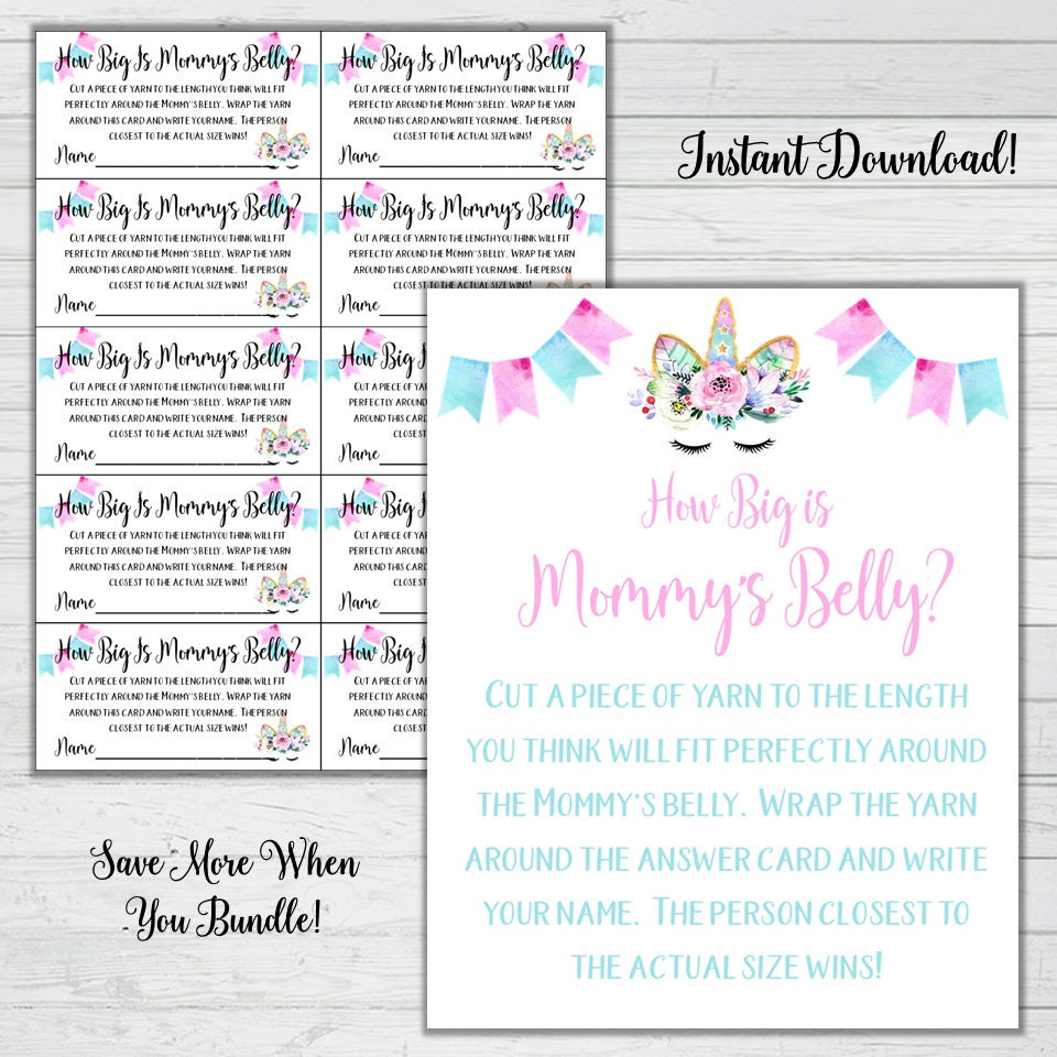 Unicorn Baby Shower Game Set baby Shower 9 Game Bundle | Etsy