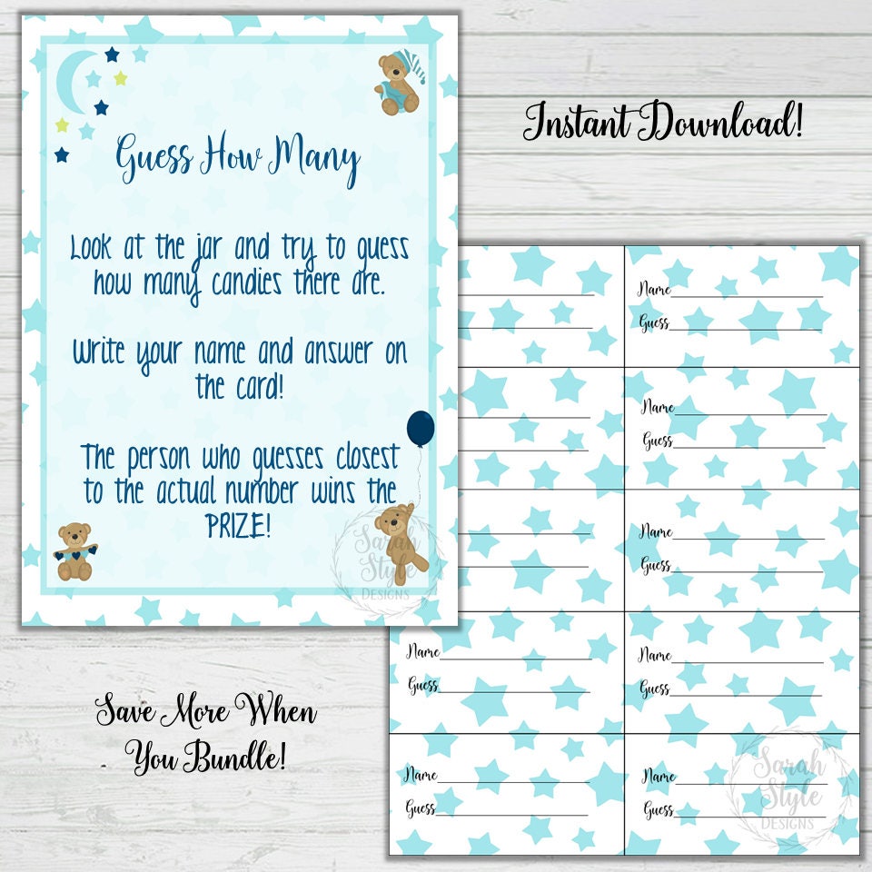 Baby Shower 9 Game Bundle - Boy Baby Shower Games - Party Pack - Game ...