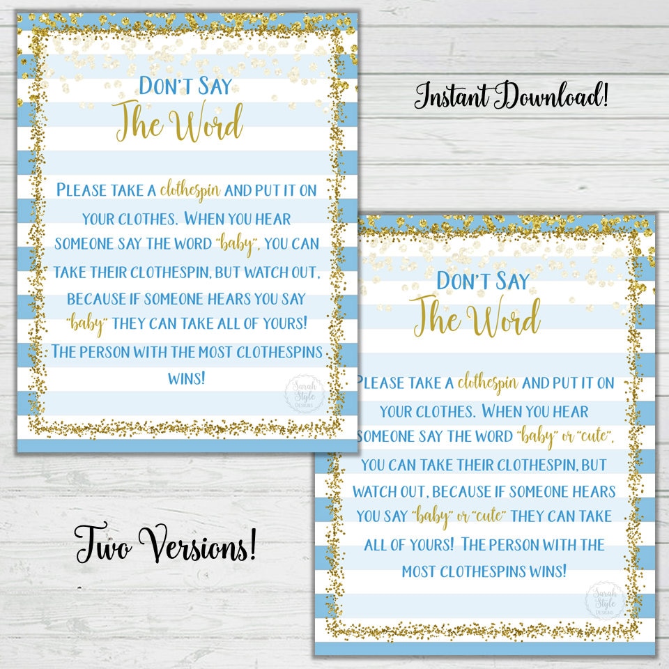 Baby Shower Bundle Set Activities Games Blue Gold Confetti - Etsy