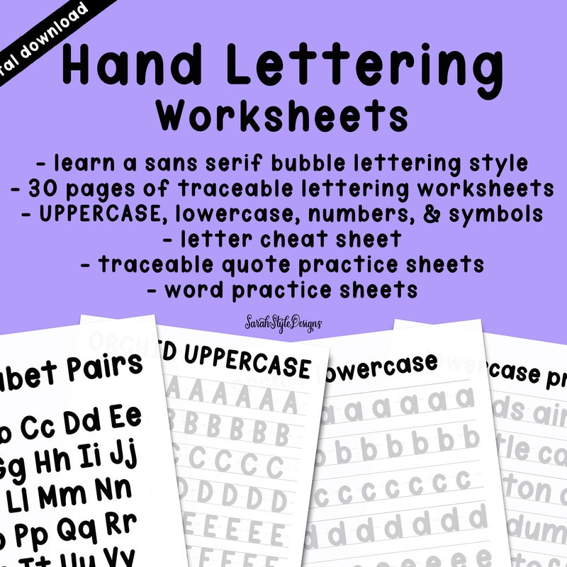Hand Lettering Worksheets - Etsy