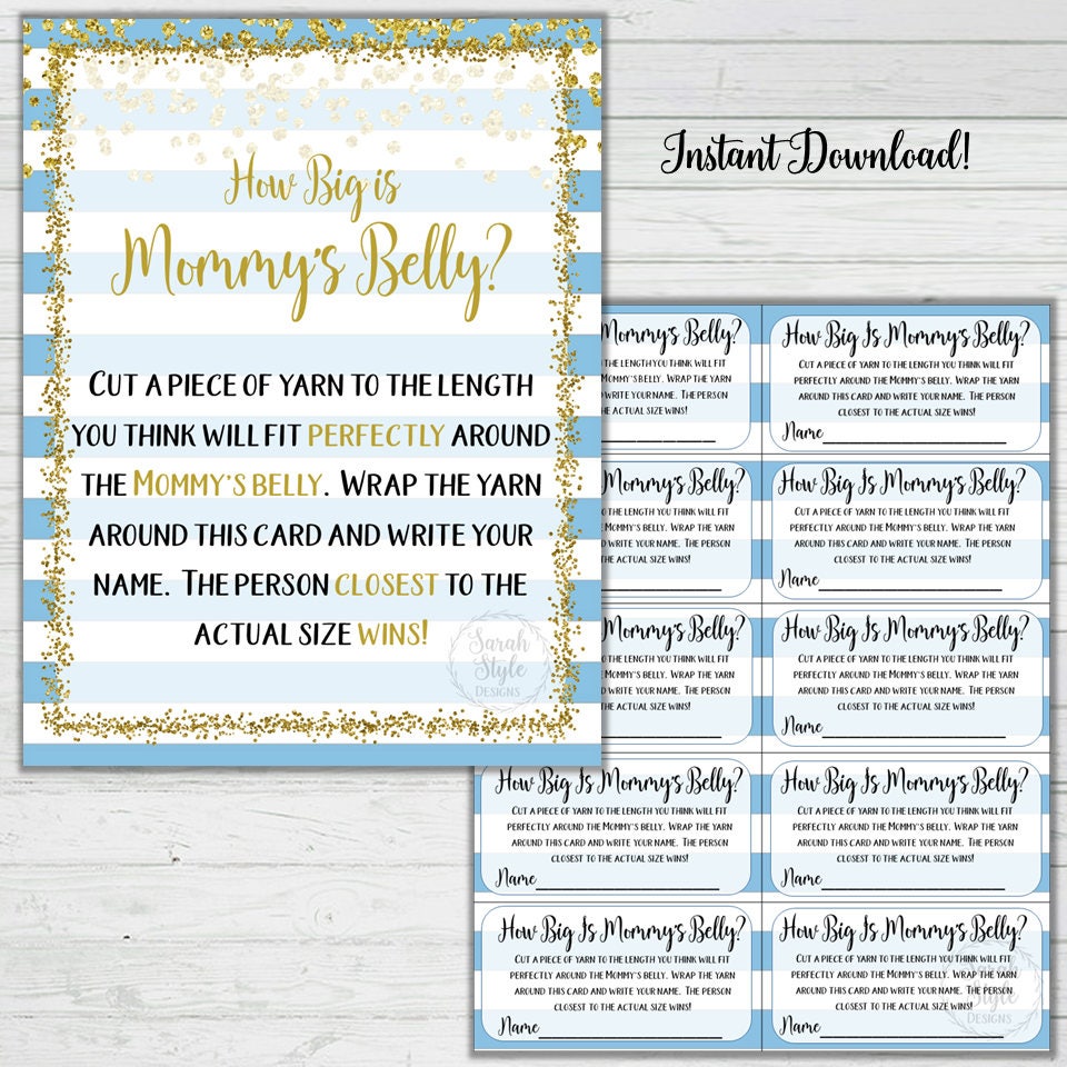 Baby Shower Bundle Set Activities Games Blue Gold Confetti - Etsy