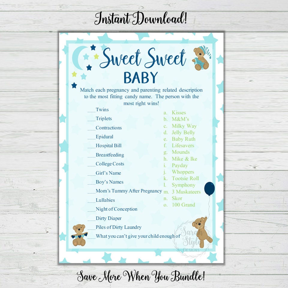 Baby Shower 9 Game Bundle Boy Baby Shower Games Party Pack | Etsy