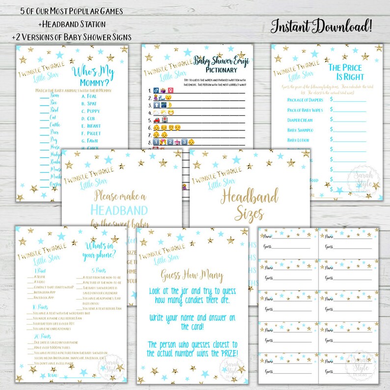 Twinkle Twinkle Little Star Baby Shower Bundle Pack Set 3 MOST POPULAR ...