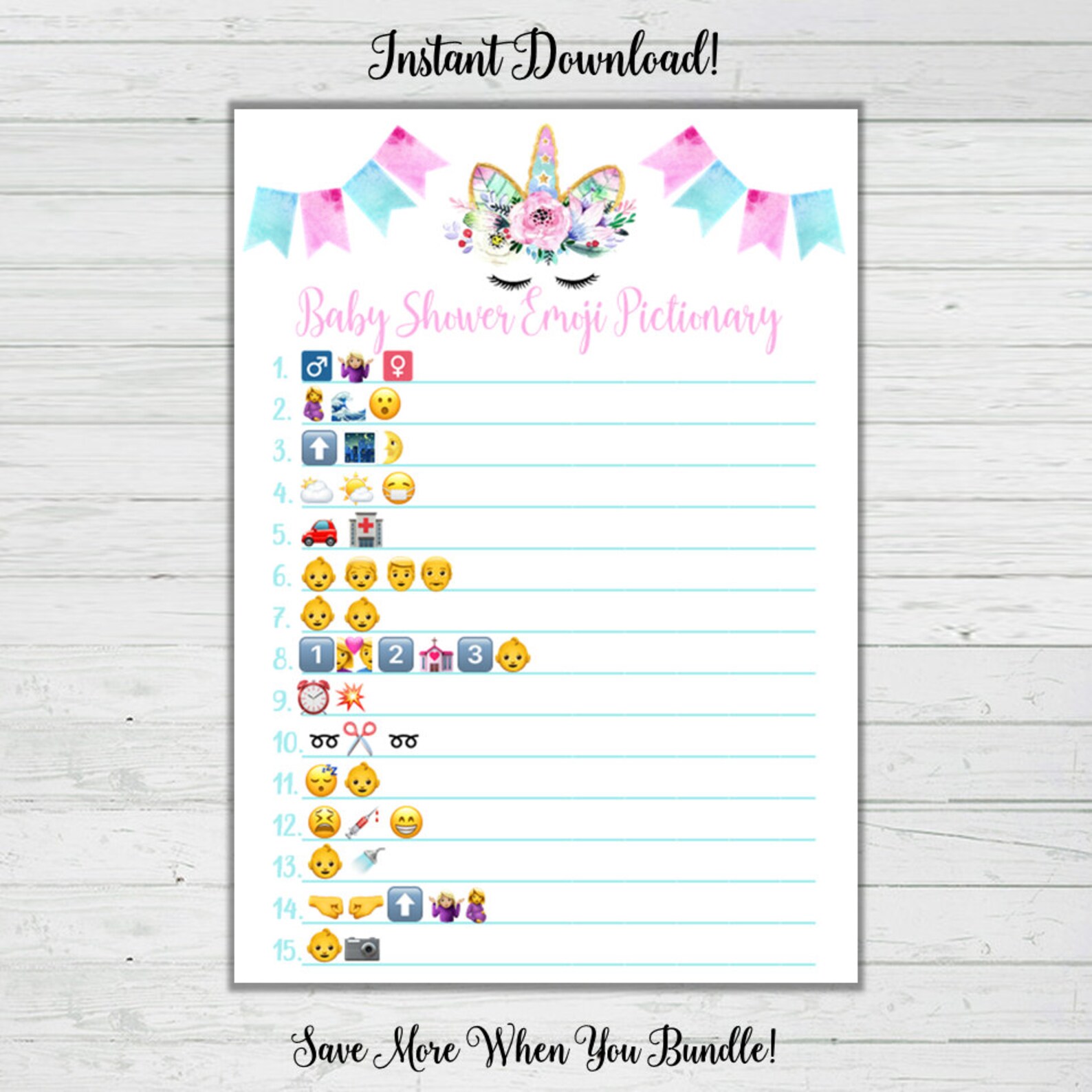 Unicorn Baby Shower Game Set Baby Shower 8 Game Bundle - Etsy