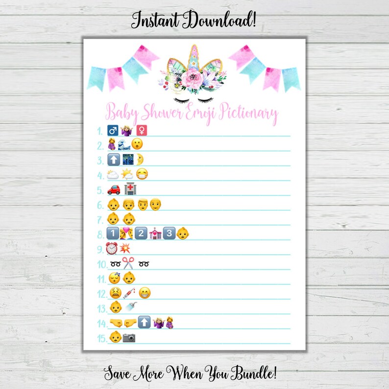 Unicorn Baby Shower Game Set Baby Shower 8 Game Bundle - Etsy