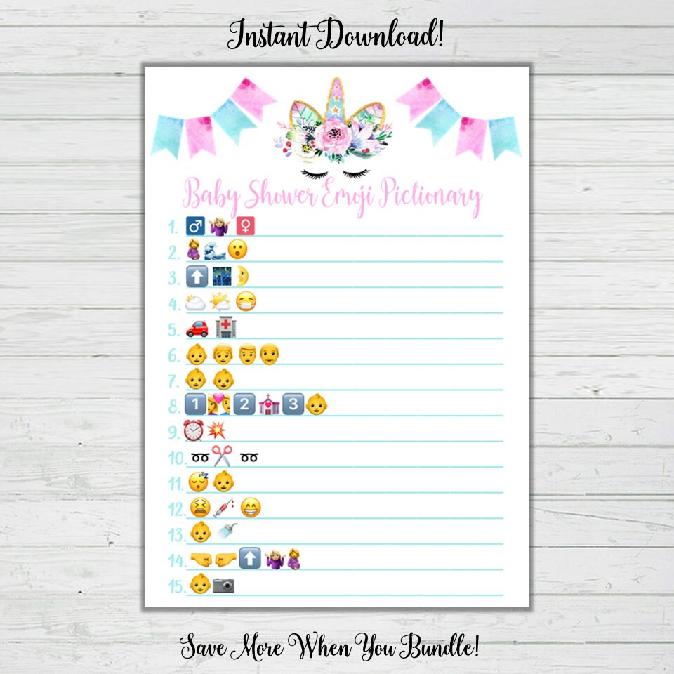 Unicorn Baby Shower Game Set Baby Shower 8 Game Bundle | Etsy