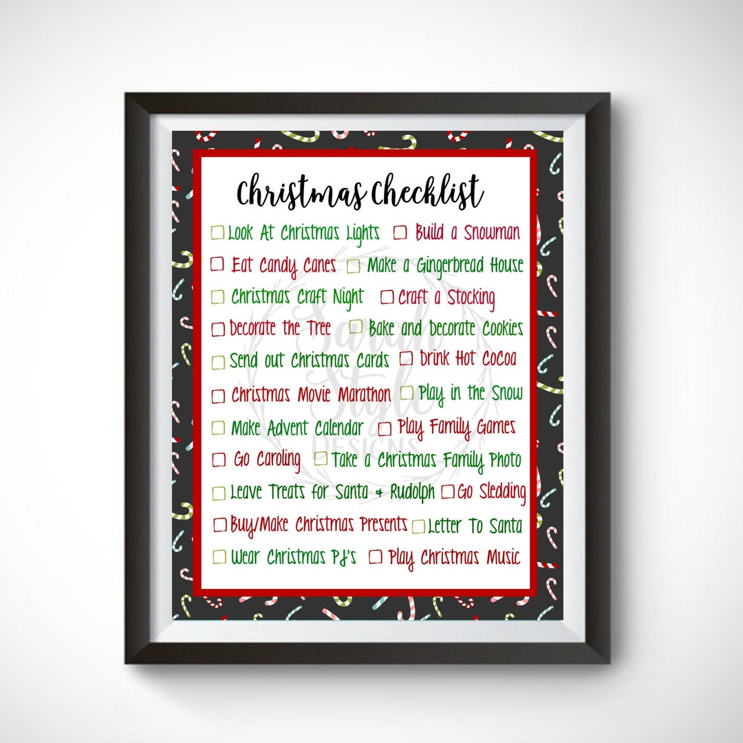 Christmas Printable Checklist - Digital Print, Family Tradition ...