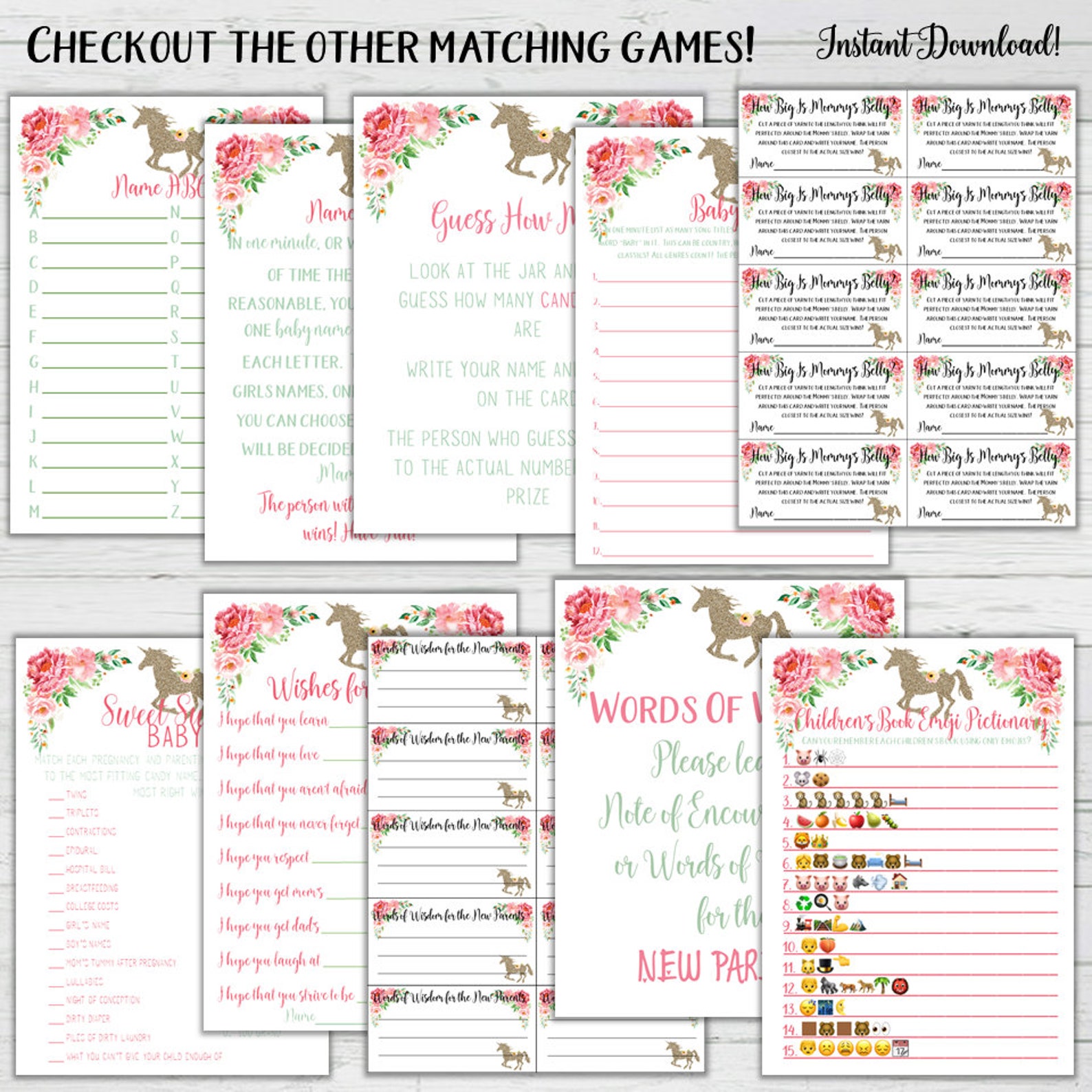 Names by Decade Baby Shower Game unicorn Baby Shower Games - Etsy