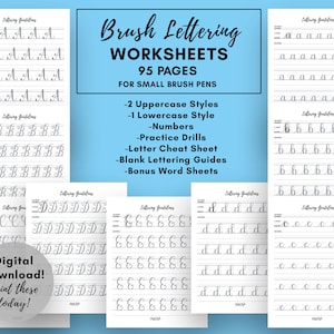 Brush Lettering Worksheets for Small Brush Pens - Calligraphy Work ...