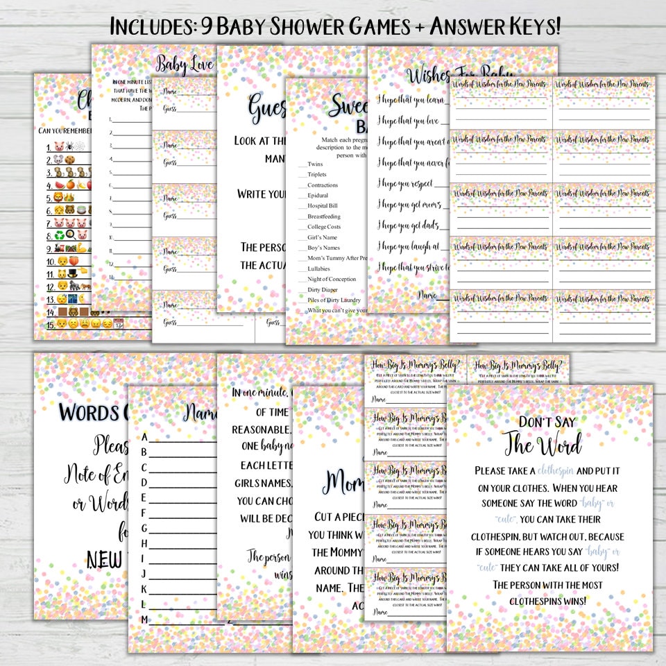 Baby Shower 17 Game Bundle Answer Keys 7 Baby Shower Signs - Etsy