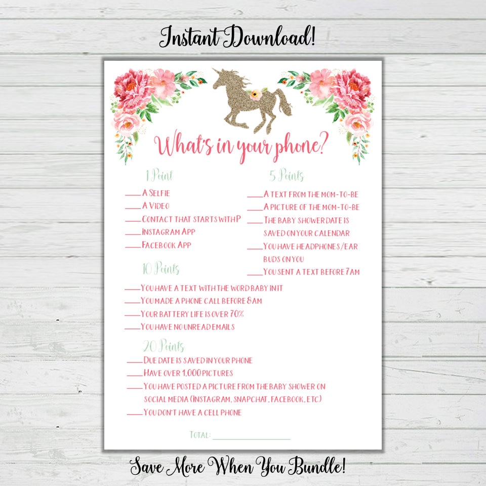 Unicorn Baby Shower Game Set Baby Shower 8 Game Bundle | Etsy