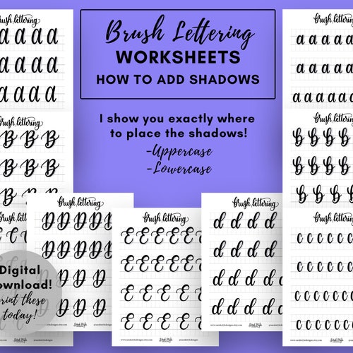 Brush Lettering Worksheets for Small Brush Pens Calligraphy - Etsy