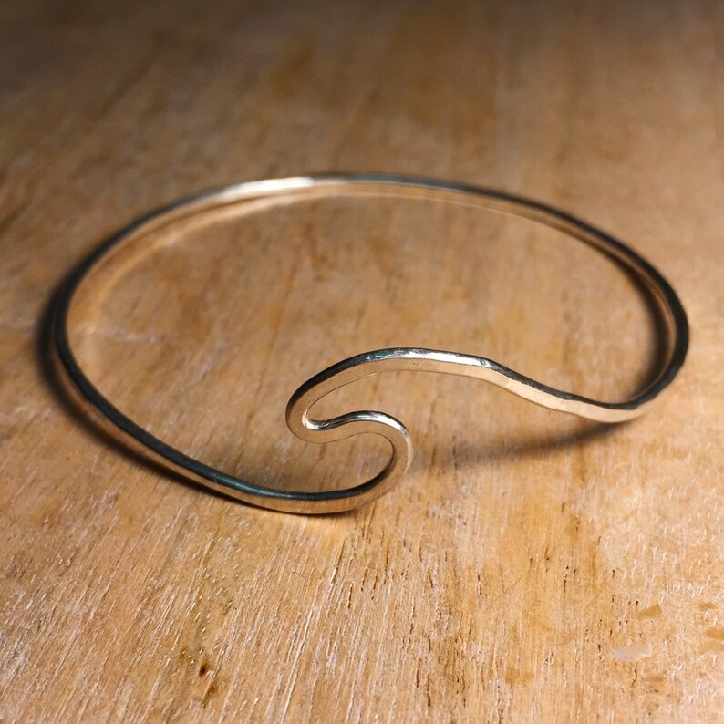 Sterling Silver Wave Bangle - Etsy