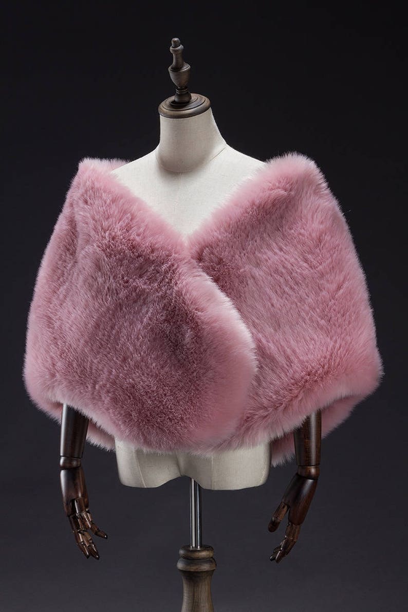 Pink Large Faux Fur Wrap Bridal Fur Stole Fur Cape Wedding - Etsy