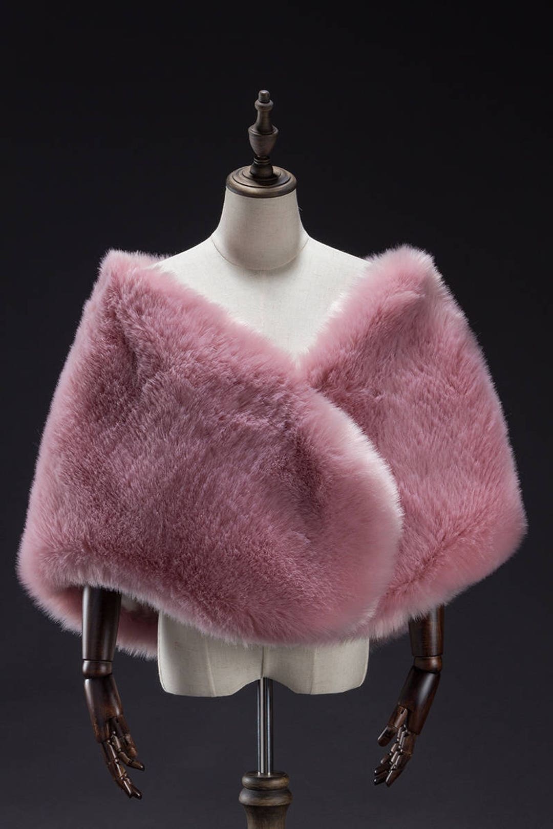 Pink Large Faux Fur Wrap, Bridal Fur Stole, Fur Cape, Wedding Stole Fur ...