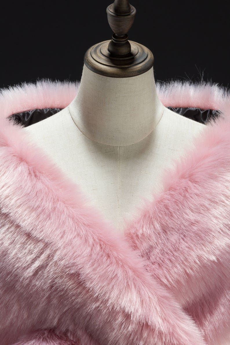 Pink Faux Fur Wrap Bridal Fur Stole Fur Cape Wedding Stole - Etsy