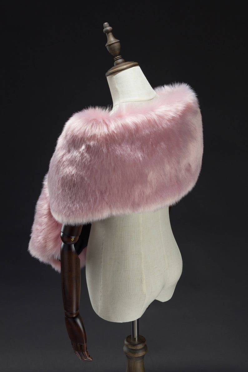 Pink Faux Fur Wrap Bridal Fur Stole Fur Cape Wedding Stole - Etsy