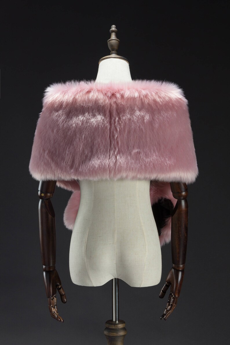 Pink Faux Fur Wrap Bridal Fur Stole Fur Cape Wedding Stole - Etsy