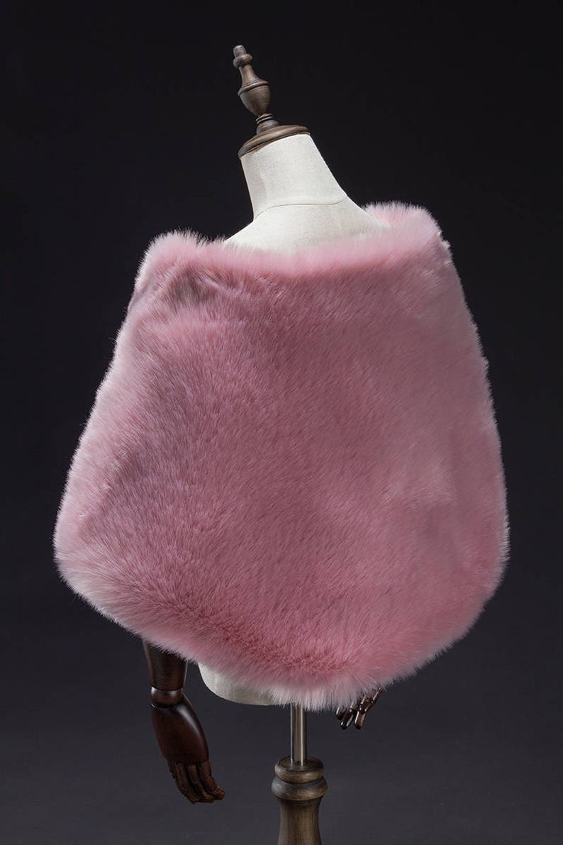 Pink Large Faux Fur Wrap Bridal Fur Stole Fur Cape Wedding - Etsy