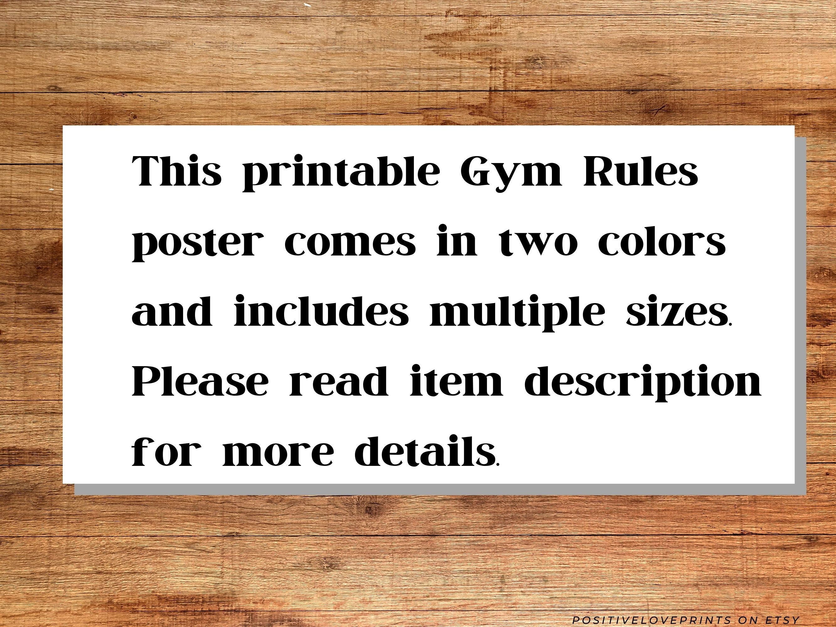 Gym Rules Poster, Printable Gym Motivation Wall Art, Fitness Poster ...