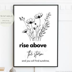 Motivational Quotes, Rise Above, Printable Wall Art, Overcome ...