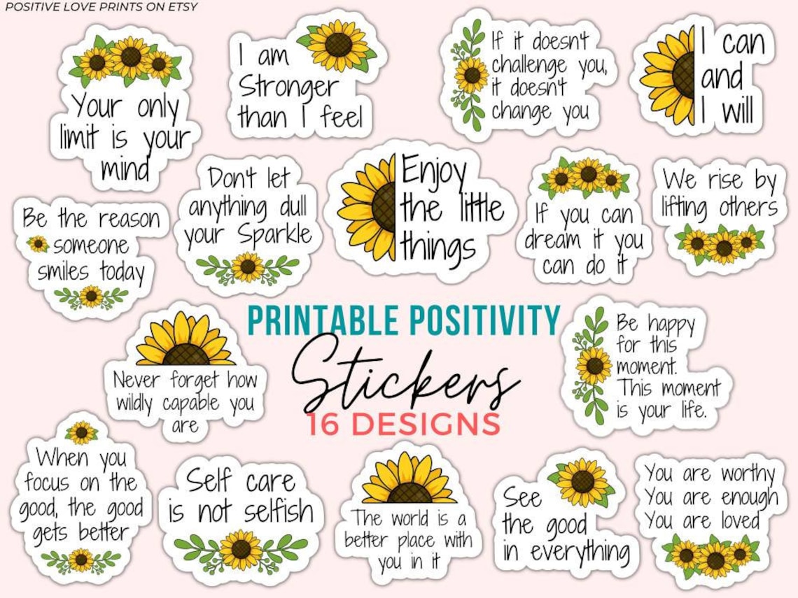 PRINTABLE Inspirational Motivational Positive Sticker Pack - Etsy