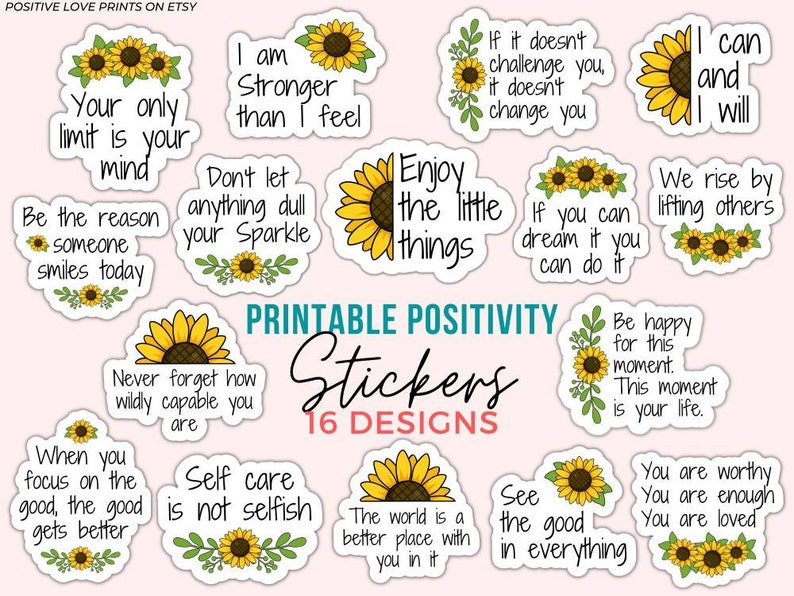 PRINTABLE Inspirational Motivational Positive Sticker Pack - Etsy