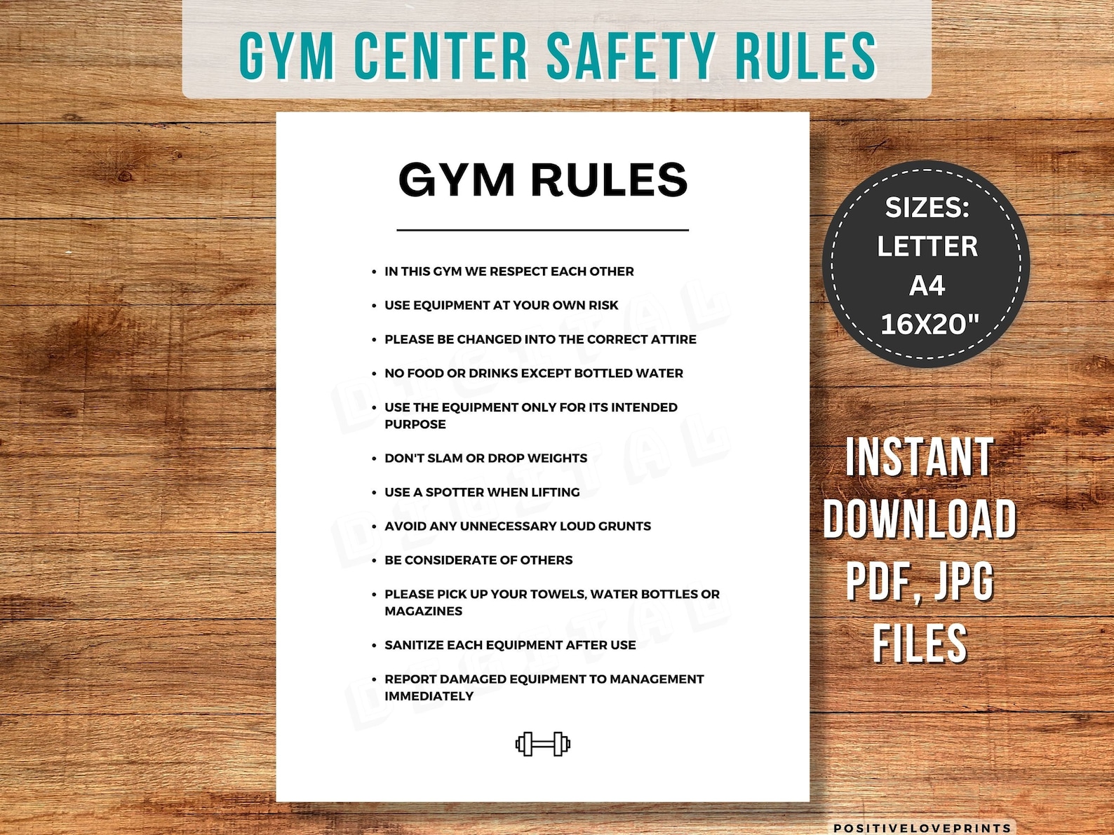 Fitness Center Rules Sign Printable Gym Regulations and - Etsy