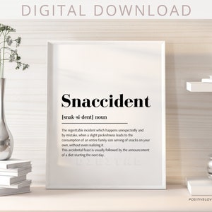 Snaccident Definition Print, Funny Kitchen Wall Art Printable Funny ...