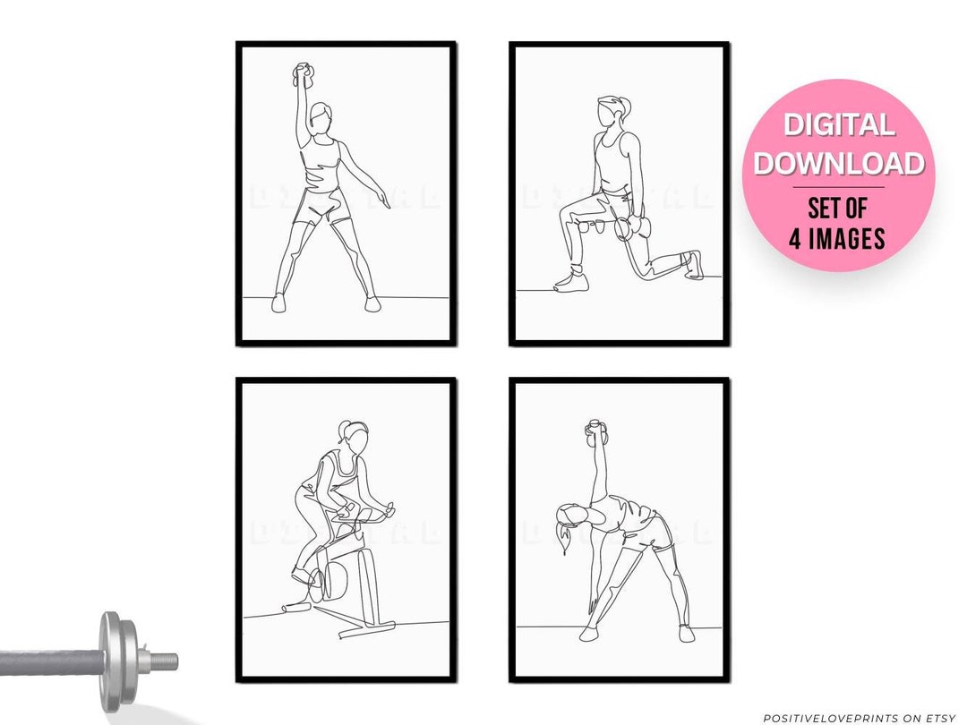 Printable Gym Wall Art Gym Posters Set of 4 Fitness - Etsy
