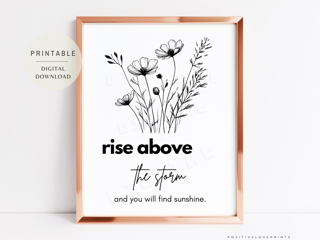 Motivational Quotes, Rise Above, Printable Wall Art, Overcome ...
