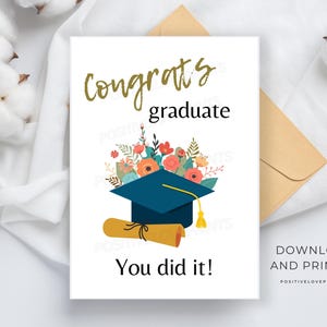 Printable Graduation Card Digital, Congratulations Graduate You Did It ...