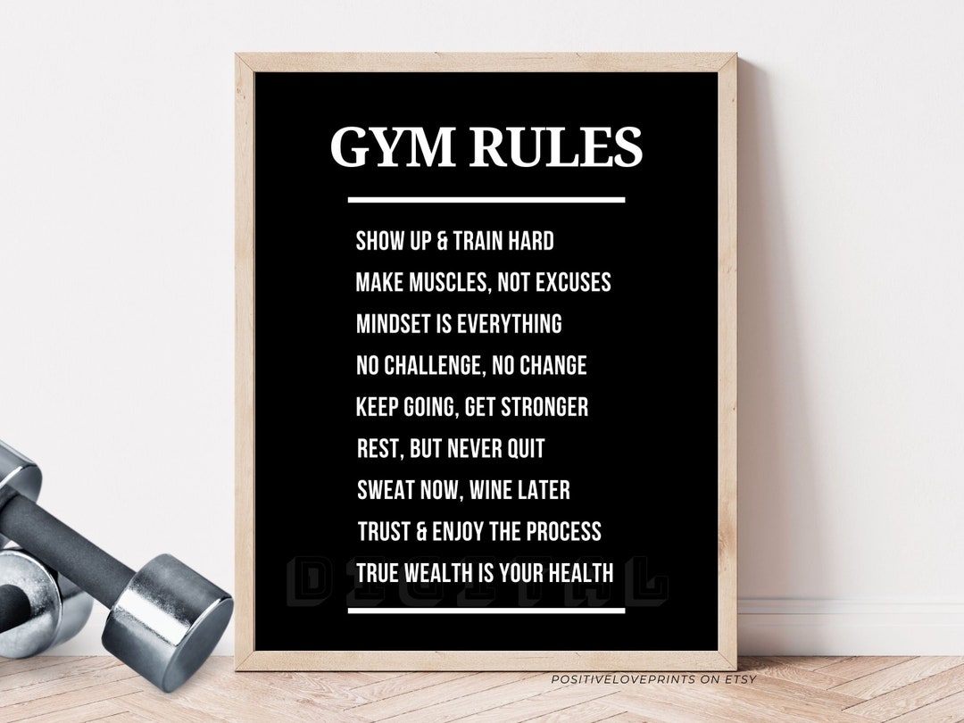 Gym Rules Poster Printable, Gym Motivation Wall Art, Printable Fitness ...