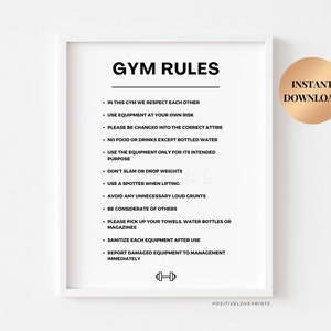 Fitness Center Rules Sign, Printable Gym Regulations and Etiquette ...