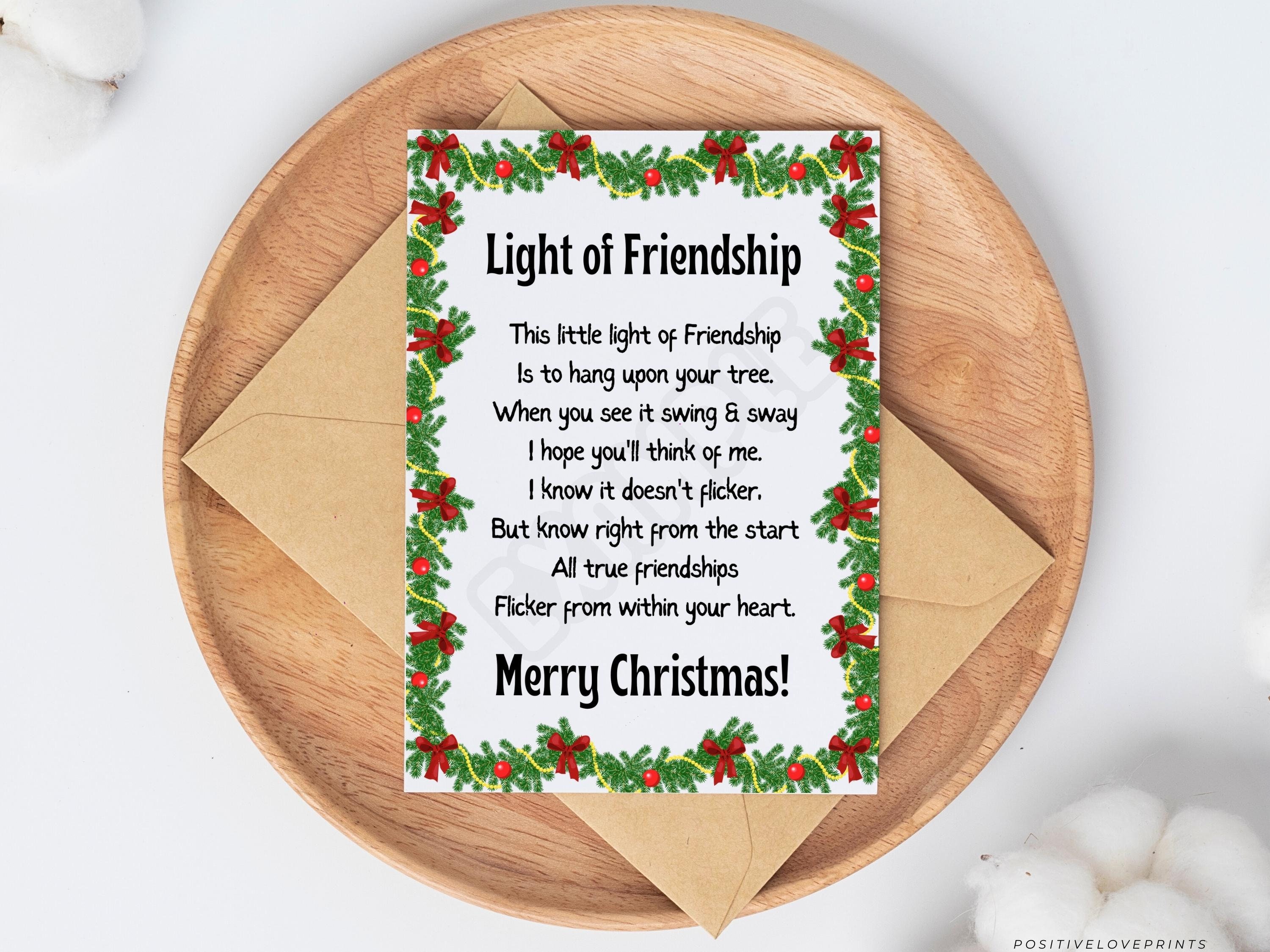 Light of Friendship Printable Tag | Christmas Gift Tag | Ornament ...