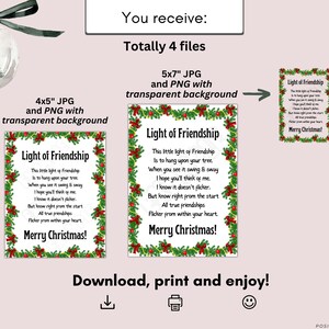 Light of Friendship Printable Tag | Christmas Gift Tag | Ornament ...