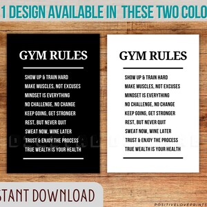 Gym Rules Poster, Printable Gym Motivation Wall Art, Fitness Poster ...