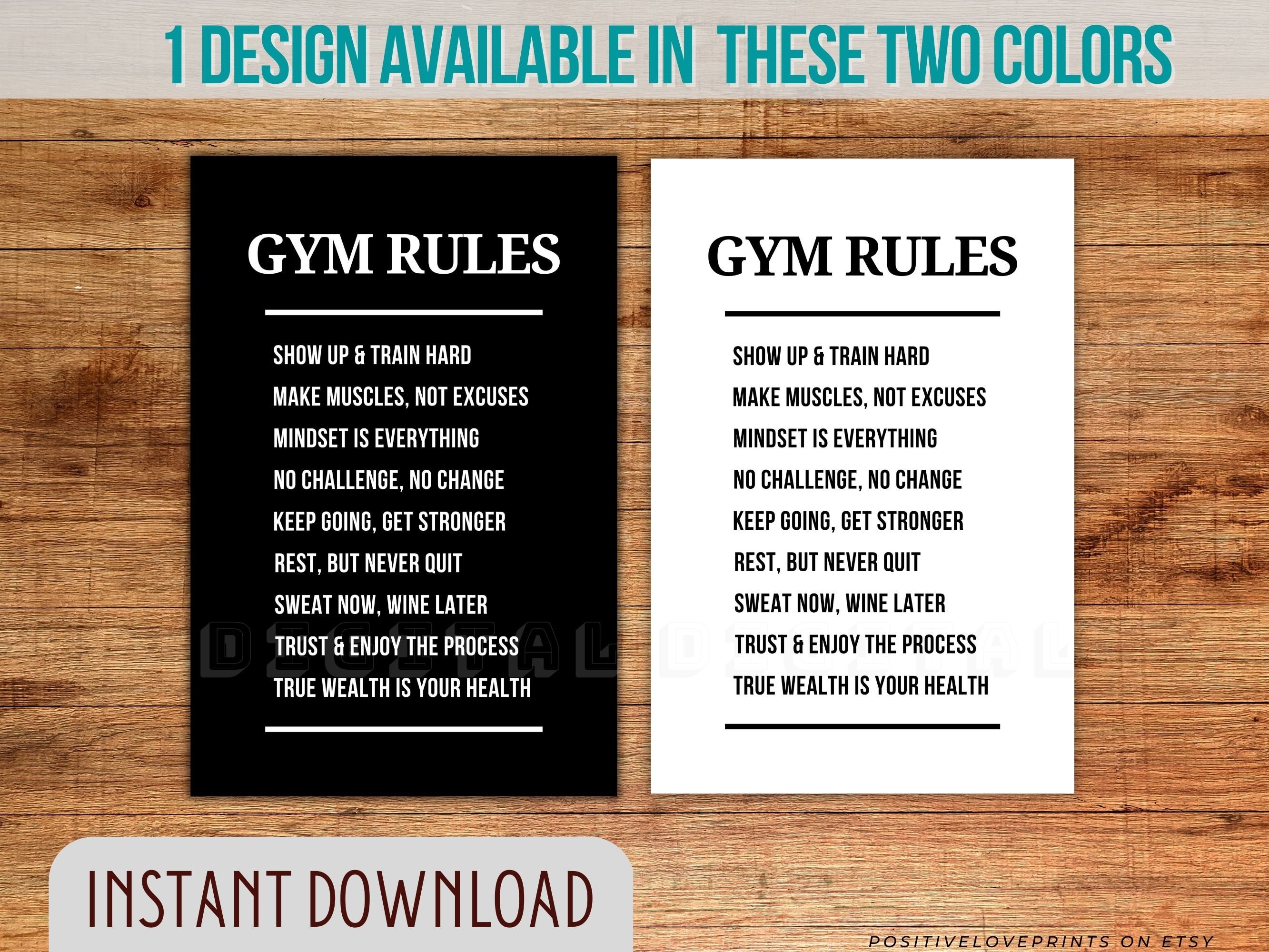 Gym Rules Sign Gym Wall Art Printable Gym Print - Etsy