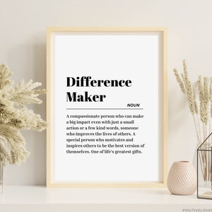 Difference Maker Definition Print, Printable Wall Art Gift, Digital ...
