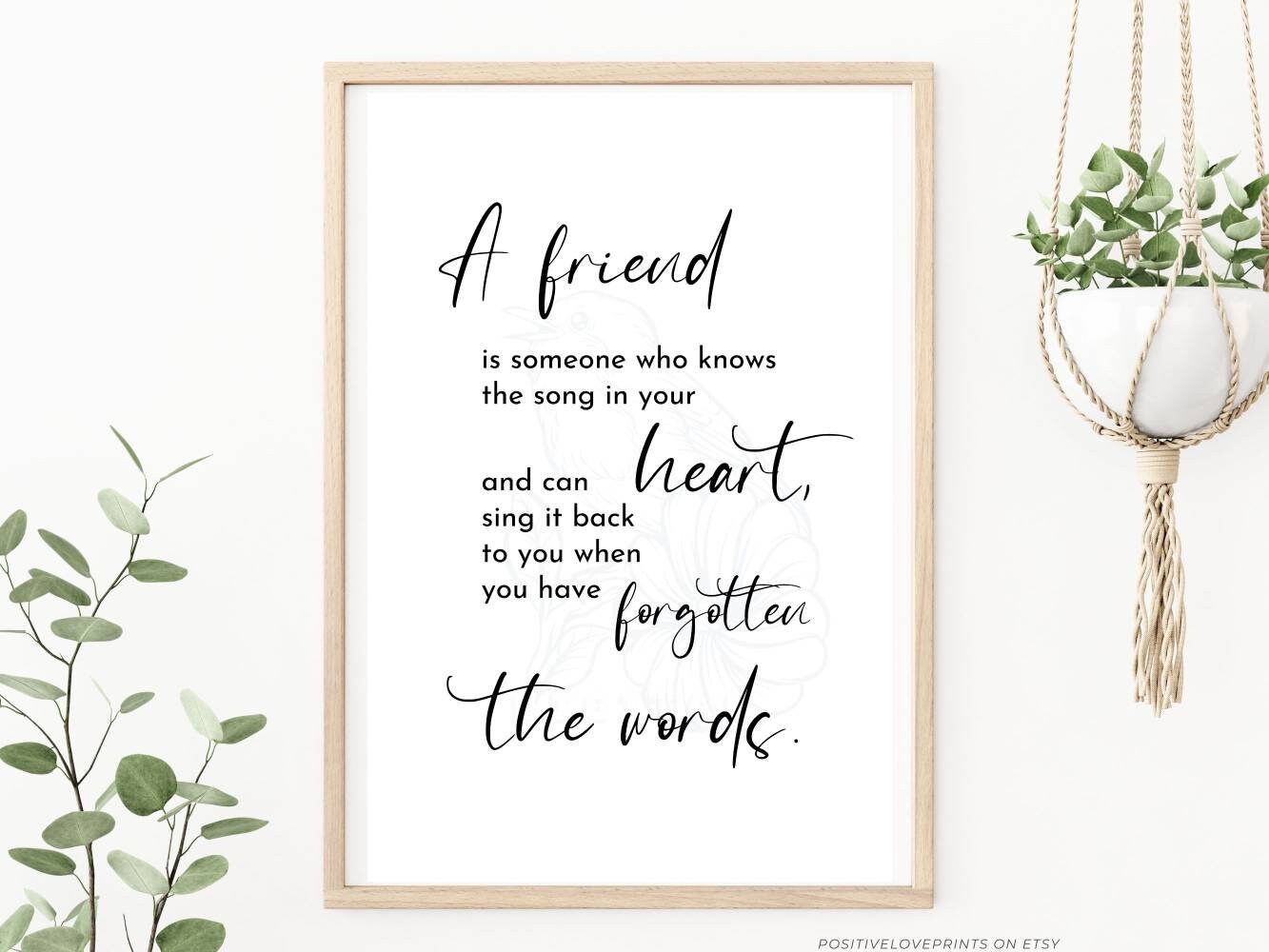 Friendship Quote Printable A Friend is Someone Who Knows the - Etsy