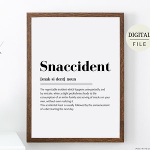 Snaccident Definition Print, Funny Kitchen Wall Art Printable Funny ...