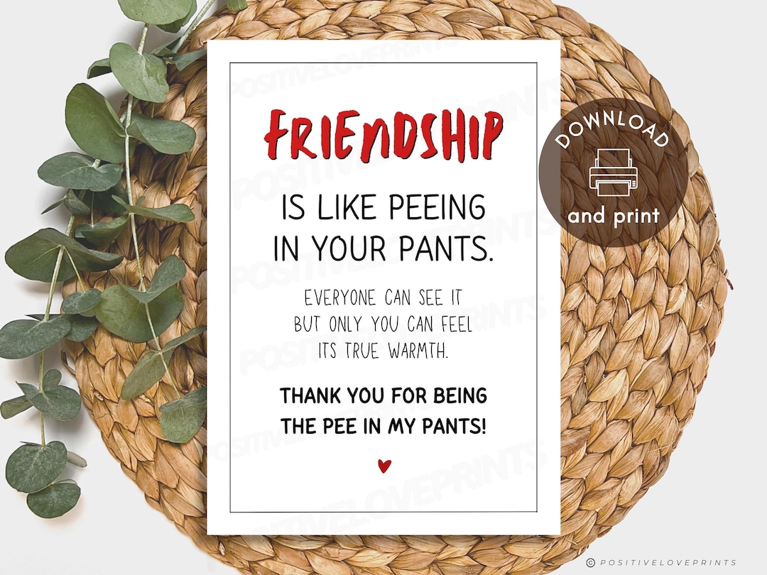 FUNNY Friendship Card Printable, Friendship is Like Peeing in Your ...