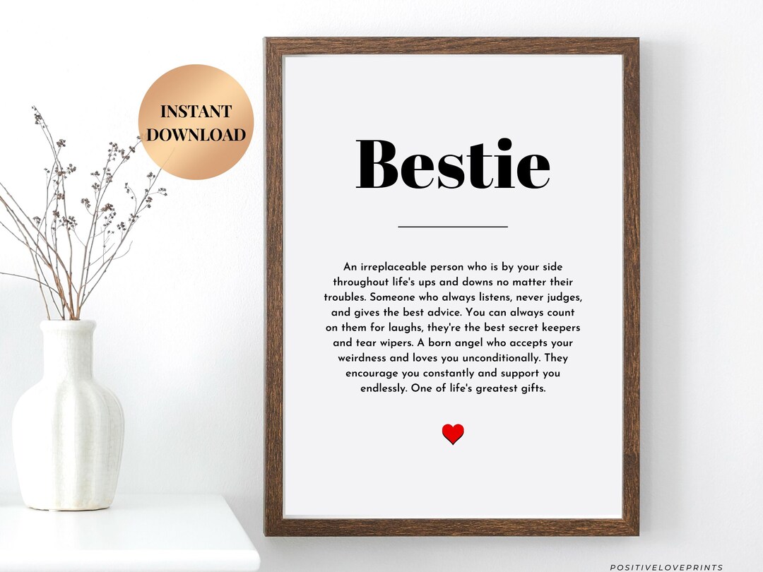 Printable Best Friend Quote, Bestie Definition Print, Birthday Gift ...
