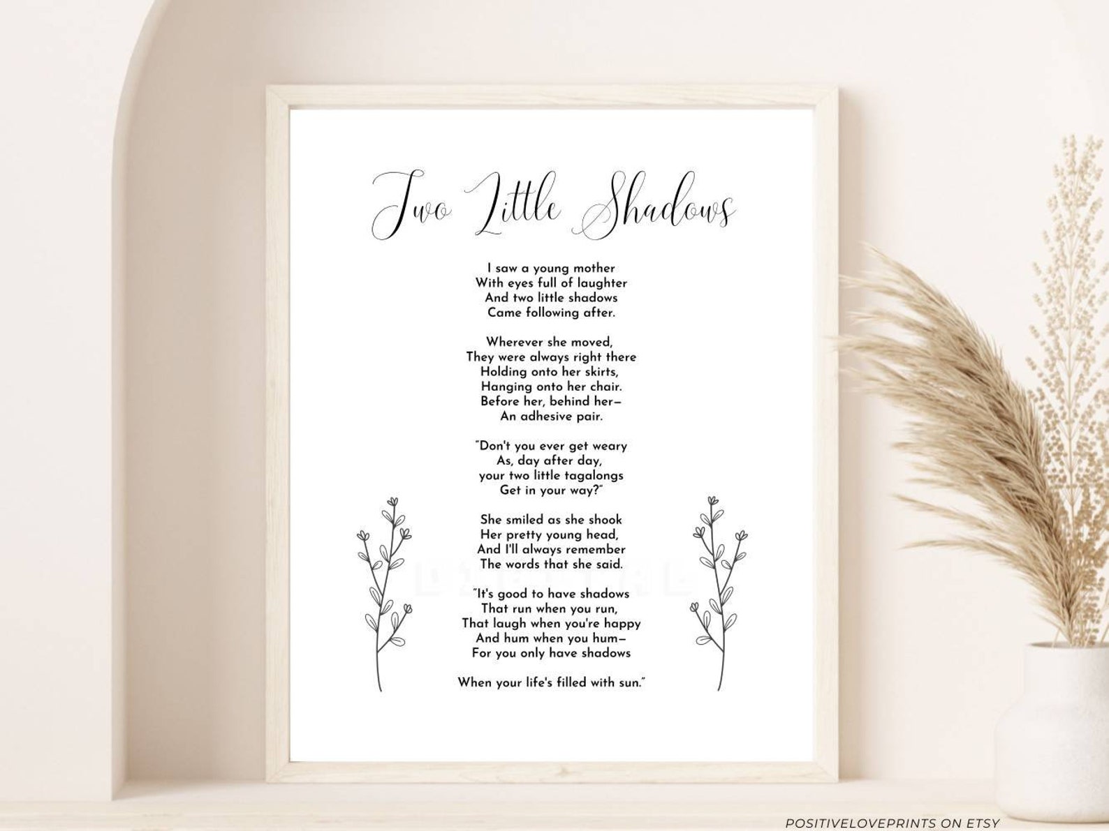 Two Little Shadows Poem Printable Gift for Mother's Day - Etsy
