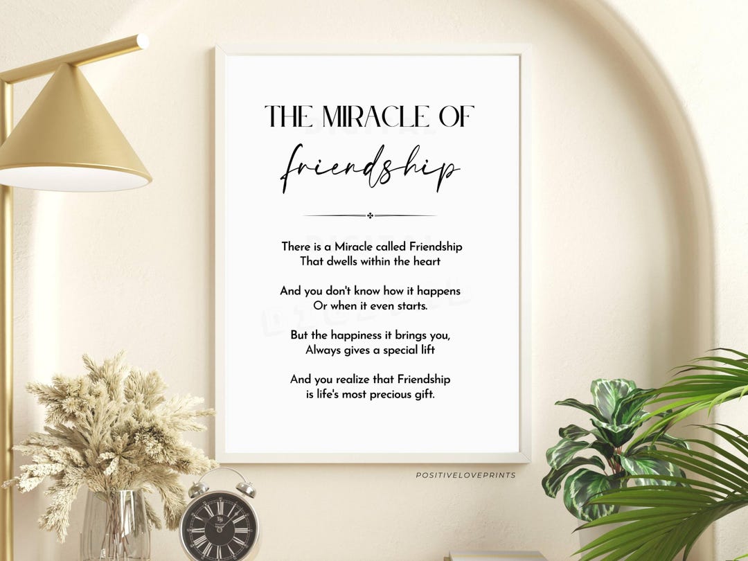 Printable Short Poem For A Friend The Miracle Of Friendship Poem For