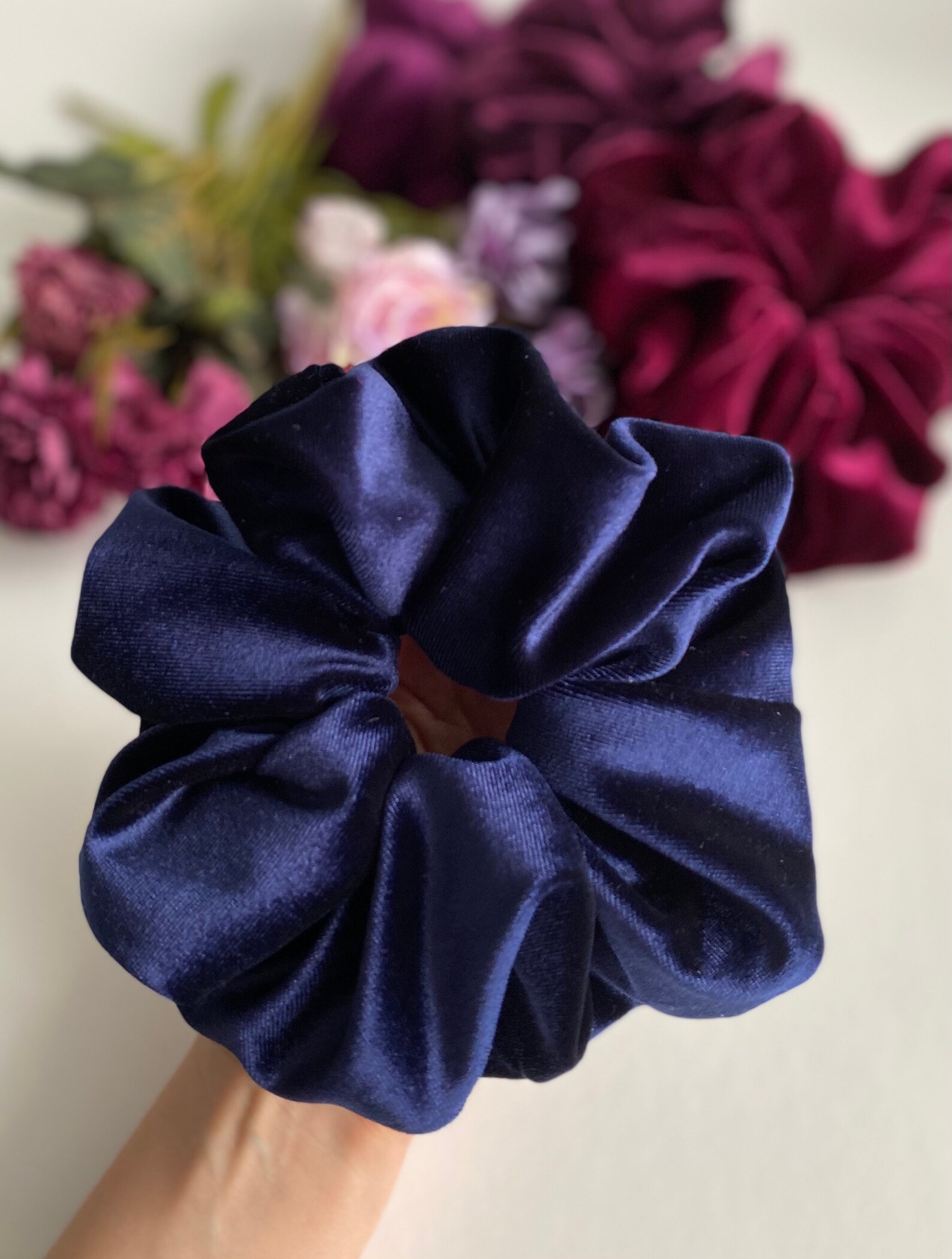 Oversized Navy Velvet Scrunchie Big Royal Extralarge Giant | Etsy